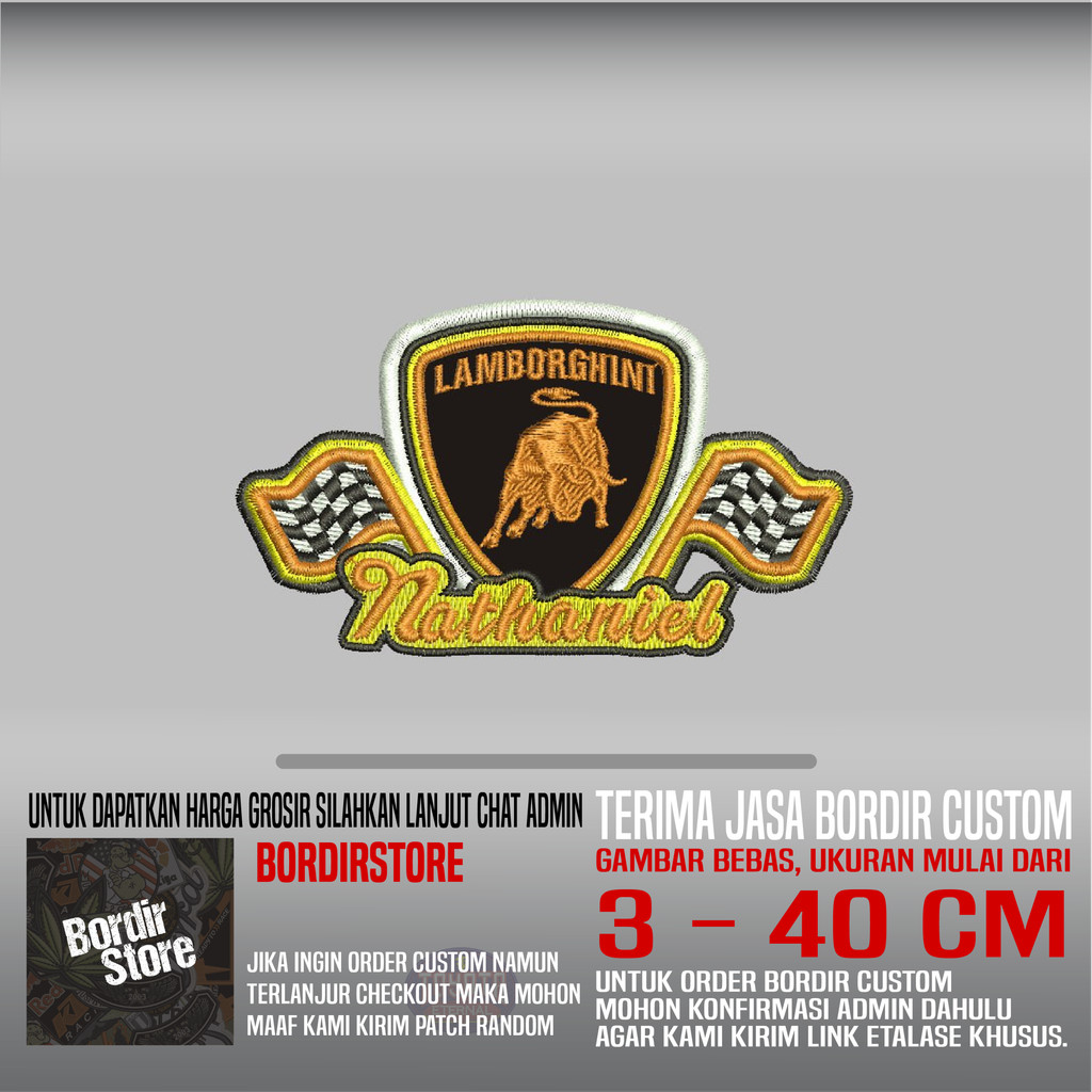 Jual LAMBORGHINI NATHANIEL BS-932 PATCH BORDIR LOGO/EMBLEM | Shopee ...