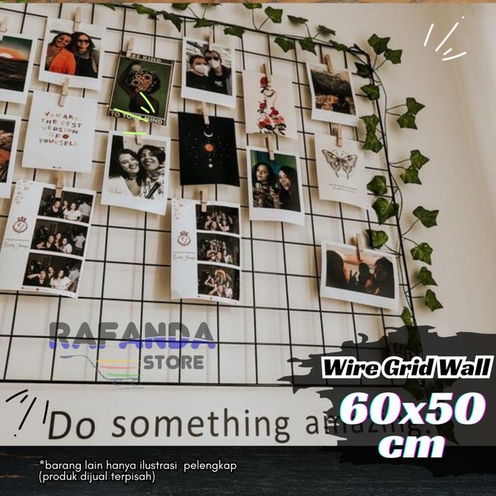 Jual Kawat ram dinding 60x50cm wire grid wall pajangan foto polaroid ...