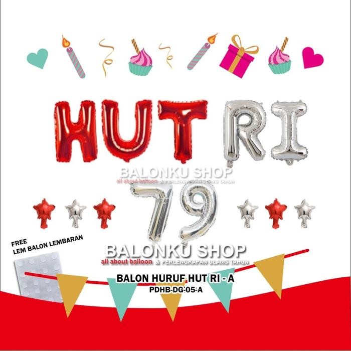 Jual Pilihan- Balon Huruf Merah / Balon Hut Ri / Balon Huruf Merah Hut ...