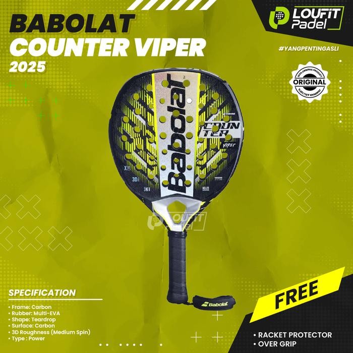 Jual Racket Padel BABOLAT COUNTER VIPER (2025) 3K Carbon Original Raket ...