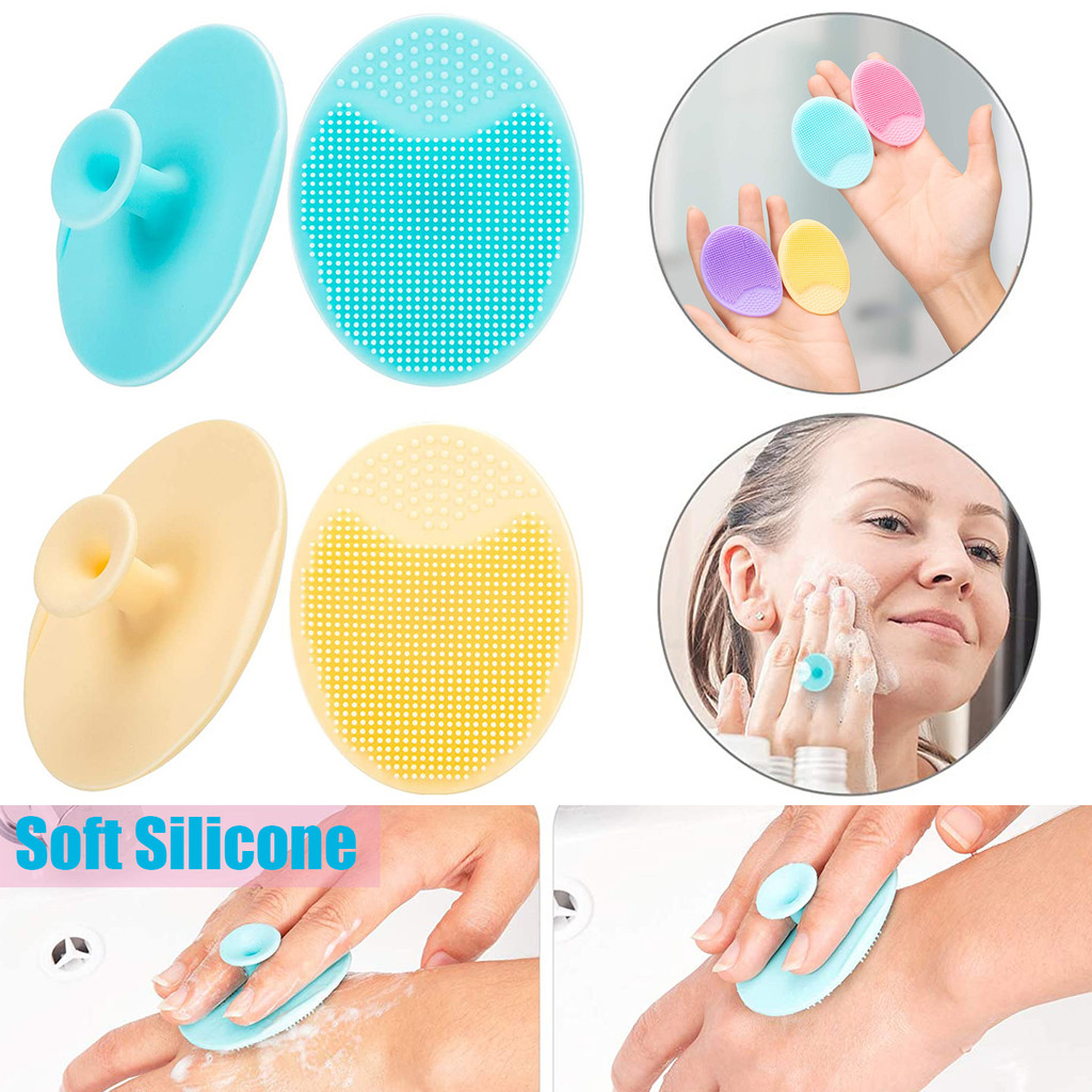 Jual Silicone Face Scrubber Soft Facial Cleansing Brush Exfoliator ...