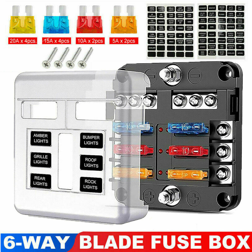 Jual 6 Way Blade Fuse Box Block Auto Car Marine Boat Holder Cover 12V ...