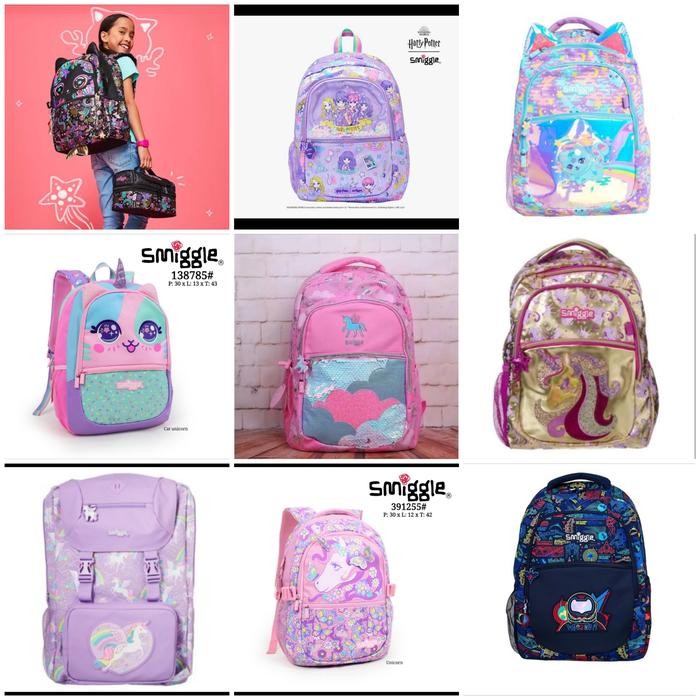 Jual TERMURAH Ready Stok Tas Smiggle Backpack kitty, unicorn, cat black ...