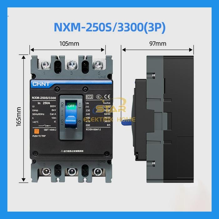 Jual MCCB Breaker CHINT NXM-250S/3300 3P 250S/4300B 4P 36kA 160A 200A 225A 250A | Shopee Indonesia
