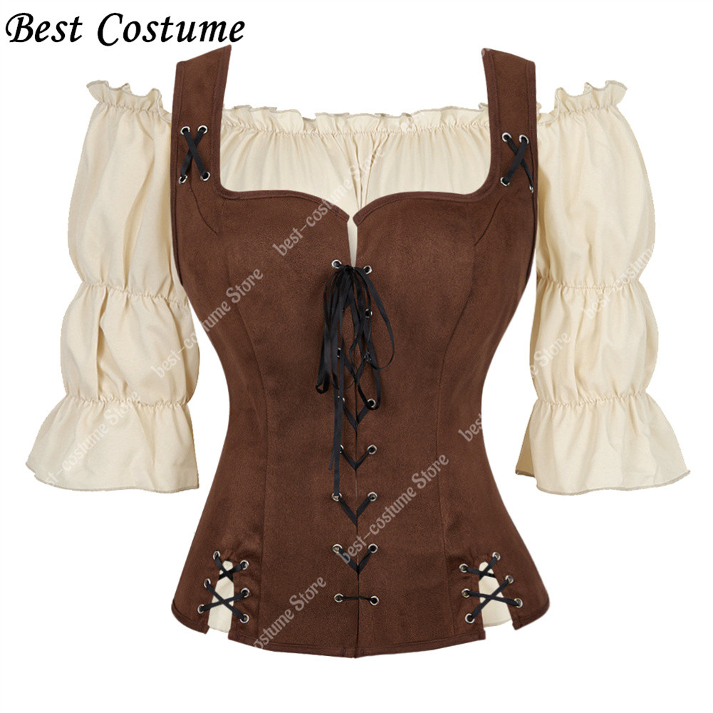 Jual Pirate Costume Women Medieval Vest Cosplay Plus Size Medieval ...