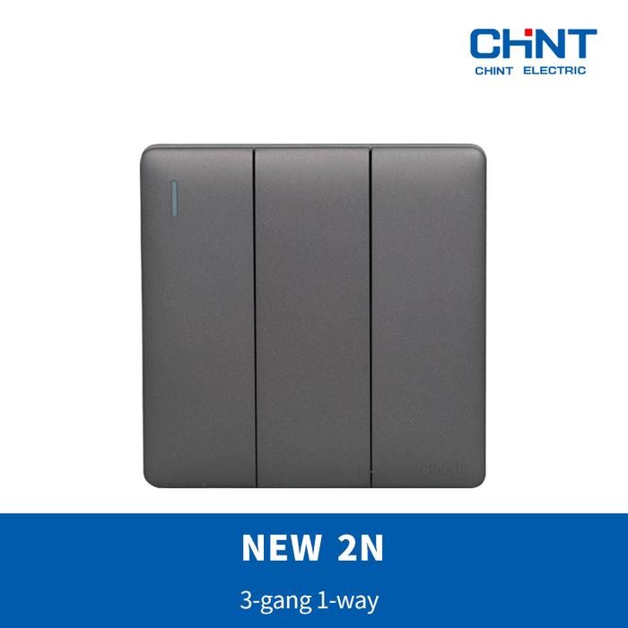 Jual CHINT NEW2N-Gray Black 3-gang 1-way switch/saklar | Shopee Indonesia