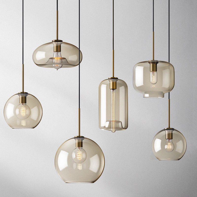Jual RF - Industrial Retro LED Glass Pendant Light, Nordic Loft Hanging ...