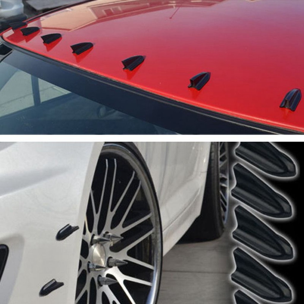 Jual 12Pcs Black Car Evo-Style Pp Roof Shark Fins Spoiler Wing Kit ...