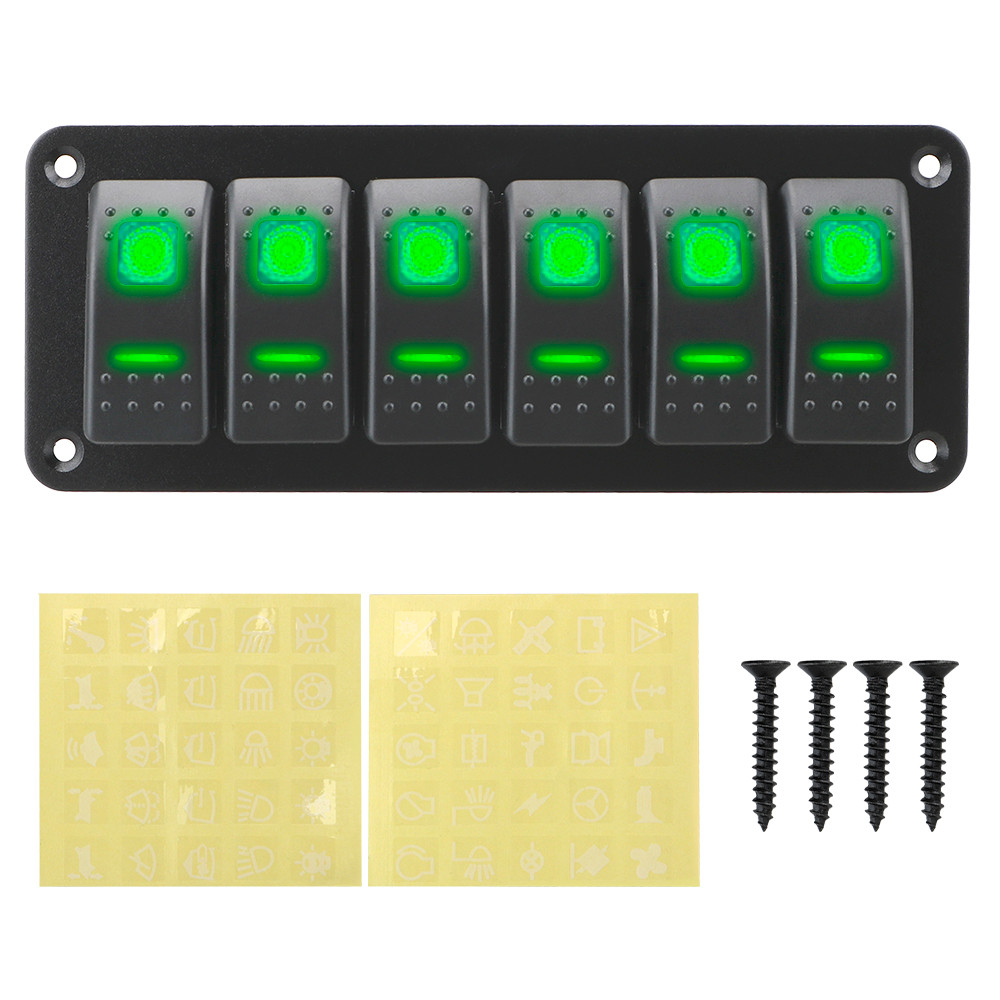Jual ON-OFF Rocker Switch Panel Double Light Switch Waterproof LED ...