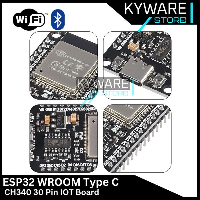 Jual New ESP32 CH340 Type C ESP 32 USB C WROOM WIFI Bluetooth BLE IOT Develompent Board | Shopee ...