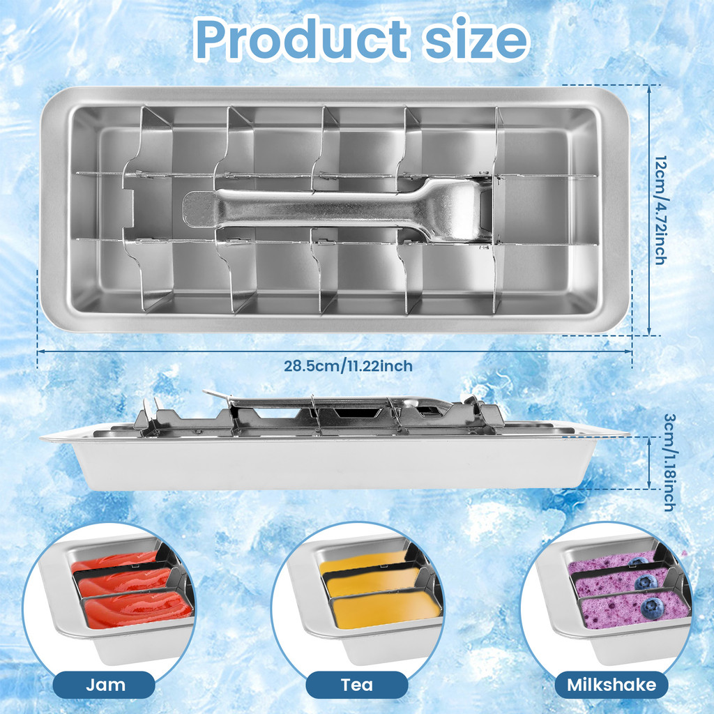 Jual 18 Grid Ice Tray Ice Cubes Stainless Steel Ice Mold Ice Breaker ...