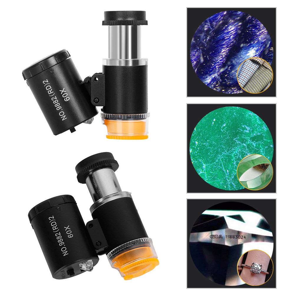 Jual Magnifier Portable Microscope 60x LED Light UV Lamp Optical Loupe ...