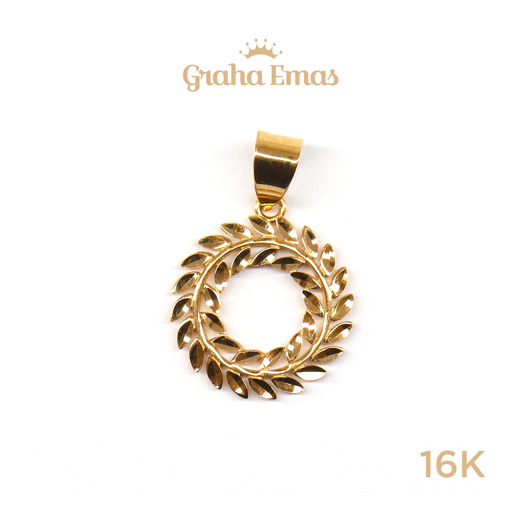 Jual Graha Emas Liontin Emas Kuning Leaf 16K - Yellow Gold Pendant Leaf ...