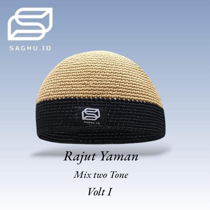 Jual ORIGINAL Peci Rajut Yaman Two Tone handmade rajut dewasa kopiah ...