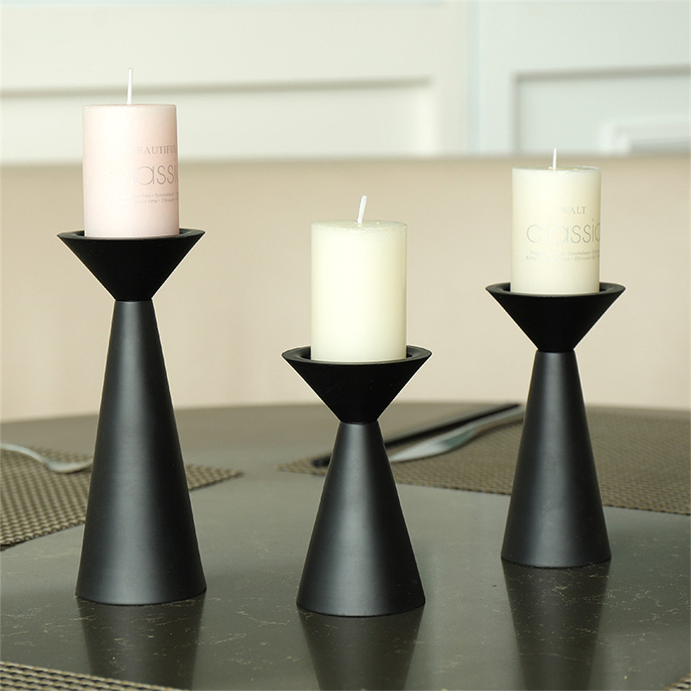 Jual Northern Europe Large Wax Candlestick Black Metal Home Decoration ...