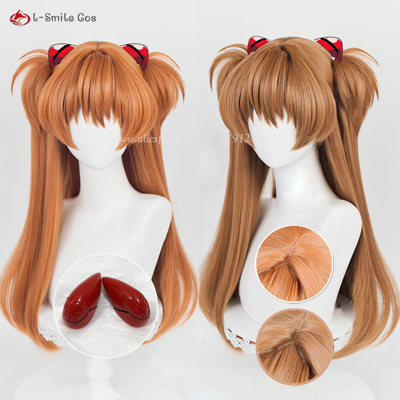 Jual Anime Eva Asuka Langley Soryu Cosplay Wig 68Cm Orange Brown Wig ...