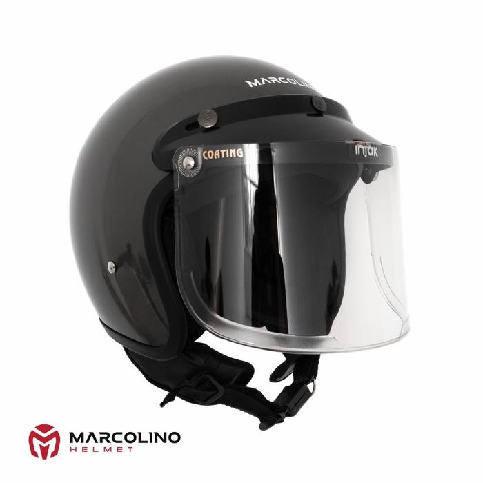 Jual Helm Bogo Retro MARCOLINO EDITION SNI GREY GLOSSY FLAT VISOR ...