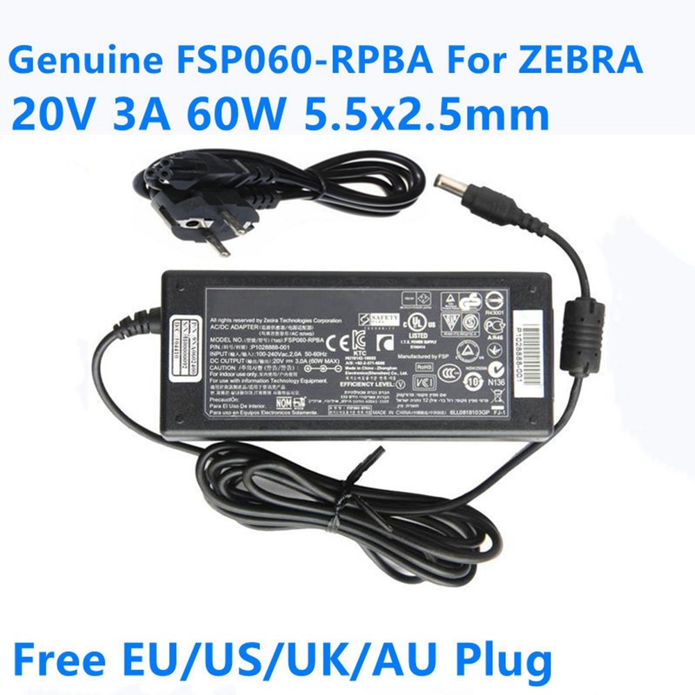 Jual Genuine FSP060-RPBA 20V 3A AC Adapter For ZEBRA 888TT TLP2844 ...