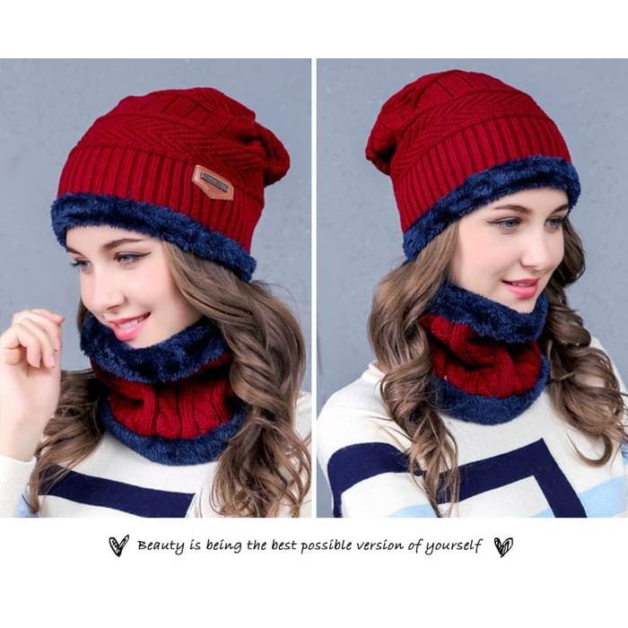 Jual Promo Satu Set Topi & Syal Winterkupluk & Scraf Musim ...