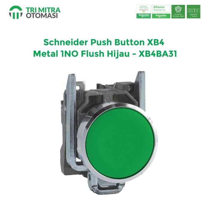 Jual Schneider Push Button XB4 Metal 1NO Flush Hijau - XB4BA31 | Shopee ...