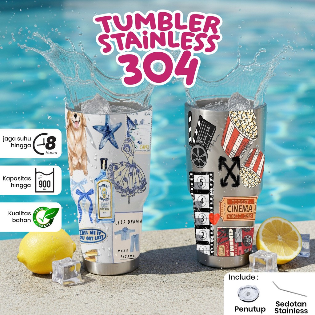 Jual Tumbler Stainless Steel 304 Gelas Minum Kapasitas 900ml Anti Karat ...