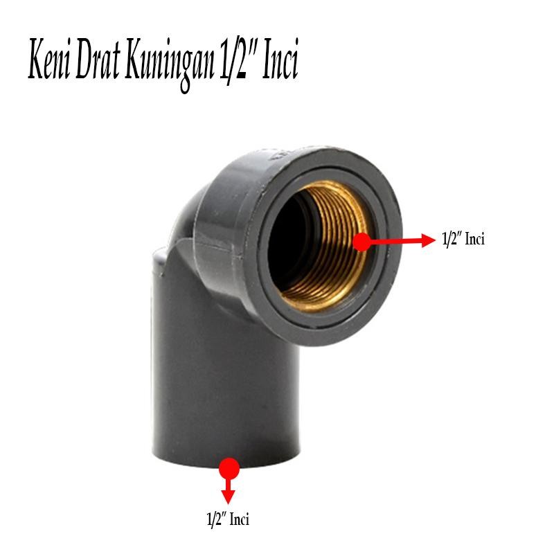 Jual GROSIR TERMURAH Knee Drat Dalam KDD Aw 1/2" inch Kuningan Metal ...