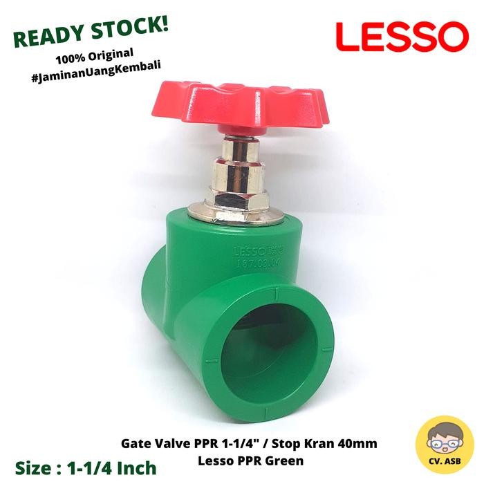 Jual Ready Gate Valve 1-1/4" PPR Stop Kran 40 Inch 40mm Lesso Green LESSO PPR | Shopee Indonesia