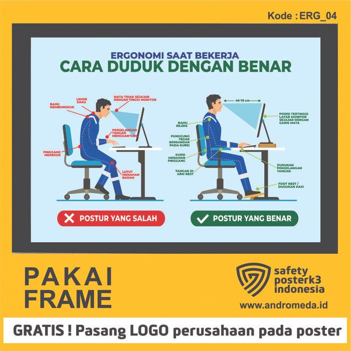 Jual ASLI Safety Poster K3: Ergonomi Cara Duduk Dengan Benar + Fr READY ...