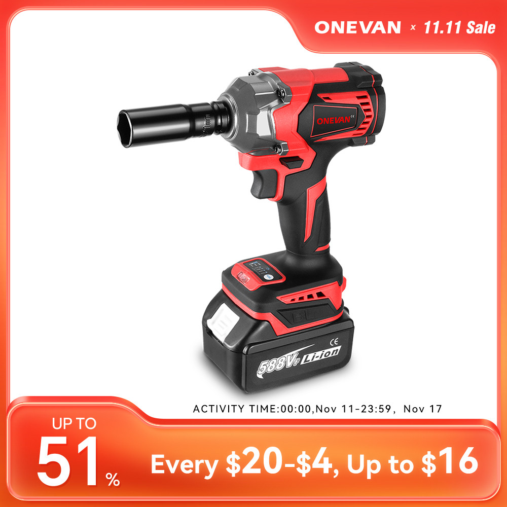 Jual ONEVAN 1200 N.M Powerful Torque Brushless Electric Impact Wrench 1 ...