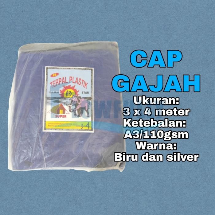 Jual BRG BARU TERPAL PLASTIK A3 UKURAN 3 x 4 METER CAP GAJAH BIRU ...
