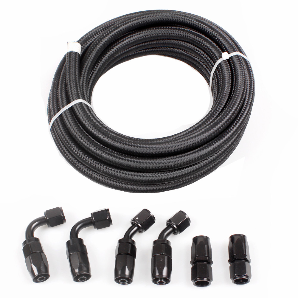 Jual Rastp-Universal Fuel Line Kit An8 11.8 Feet Hose Nylon Stainless ...