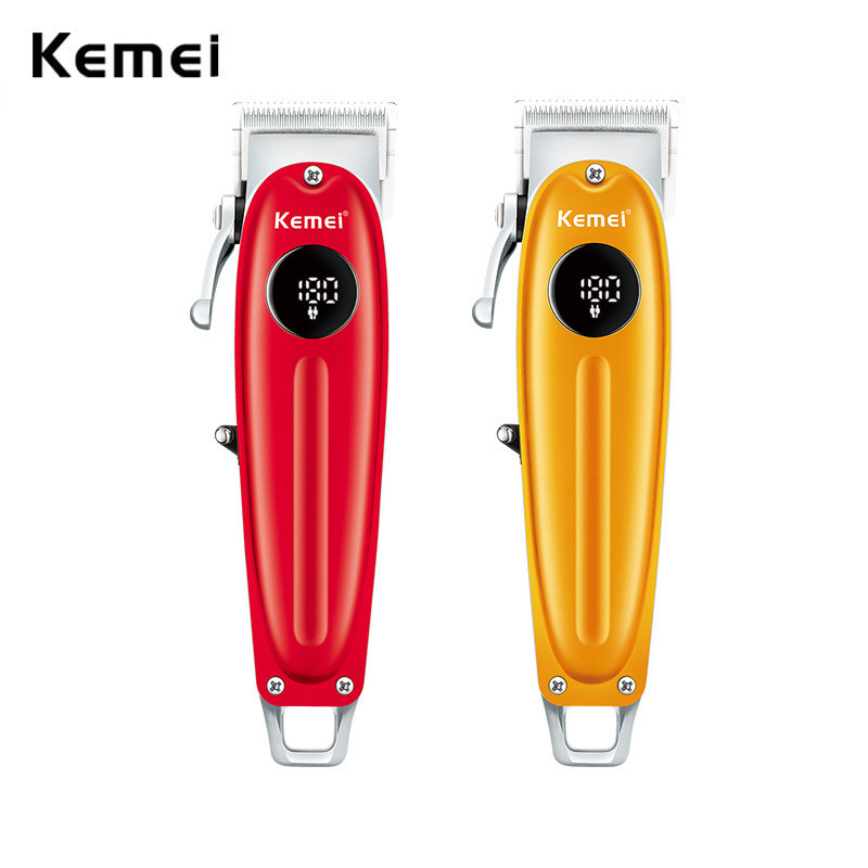 Jual Kemei KM-1955 Metal Body Professional LCD Hair Trimmer for Men Magnetic Limit Comb Electric ...