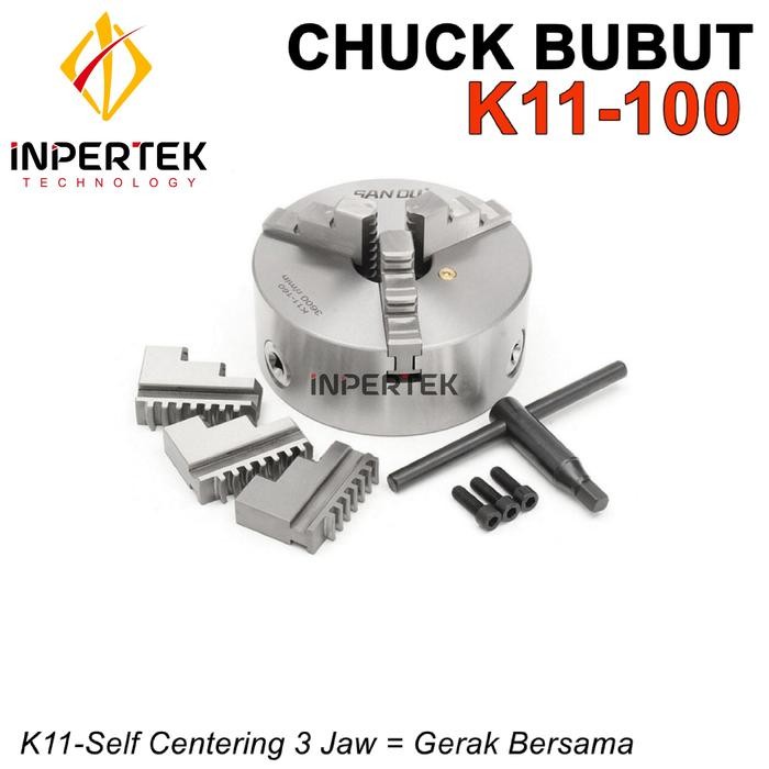 Jual Best Seller Chuck Bubut 4" 3 Jaw Claw Bubut 3 Jaw Catok Kepala ...