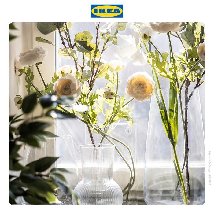 Jual Pilihan- Ikea Berakna Vas Bunga / Tanaman Kaca Bening 18Cm ...
