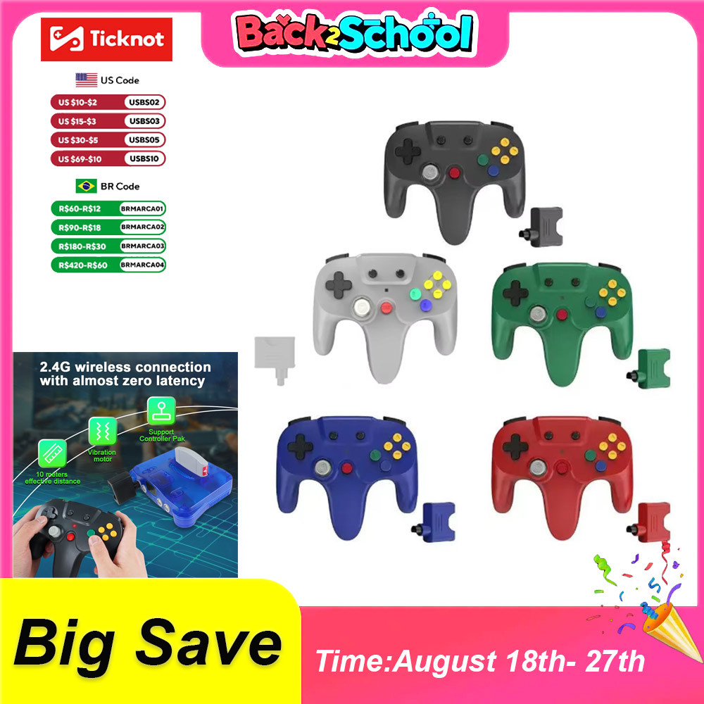 Jual BEST SELLER 2.4 GHz Wireless Controller For N64 Joystick Built-in ...
