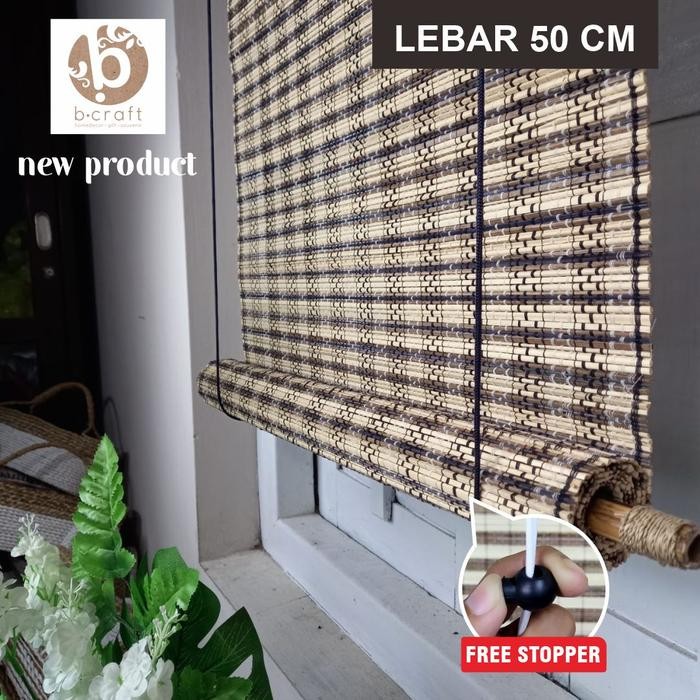 Jual ORIGINAL Kerai Gulung Tirai Gorden Lidi lebar 50 cm Motif Macan ...