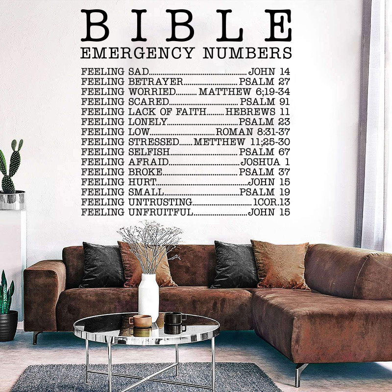 Jual Large Bible Emergency Numbers Christian Wall Sticker Jesus Bible ...
