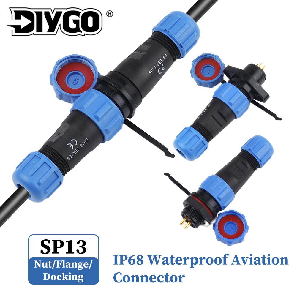 Jual NEW SP13 Nut/Flange/Docking IP68 Waterproof Connector 2/3/4/5/6/7 ...