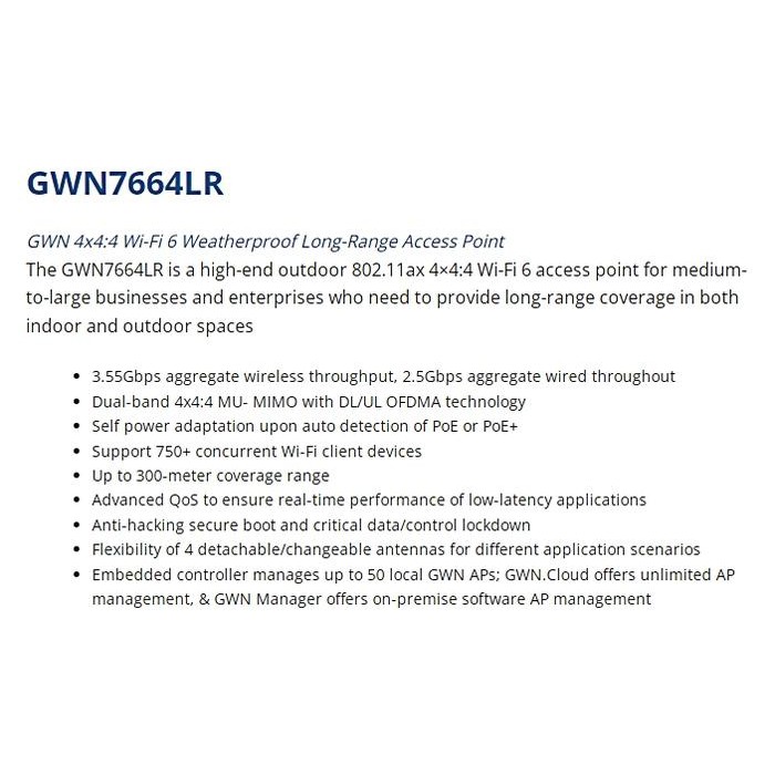 Jual Grandstream Gwn7664Lr Wifi 6 Outdoor Long Range Access Point ...