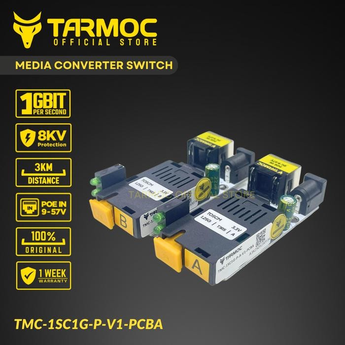 Jual Tarmoc TMC-1SC1G-P-V1-PBCA Media Converter 1 FO 1 LAN Gigabit POE ...