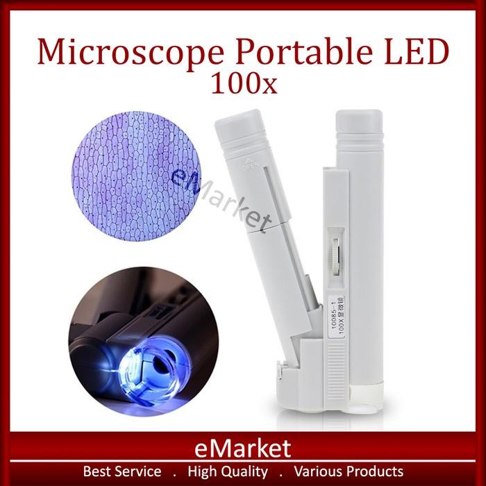 Jual Pilihan- Mikroskop Saku Mini 100X / Microscope Portable Led Lampu ...