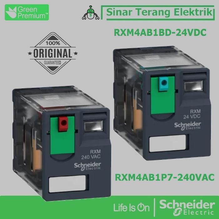 Jual Schneider Relay Zelio 14Pin 4C/0 6A 24VDC 220VAC RXM4AB1P7 ...