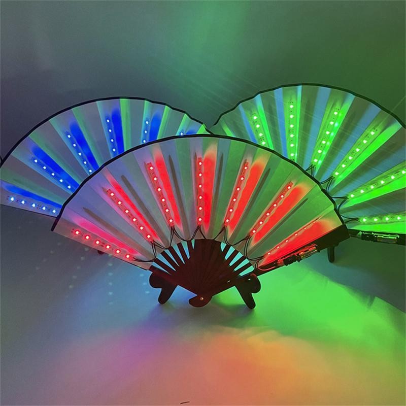 Jual Glow Folding Led Fan Dancing Light Fan Night Show Halloween ...