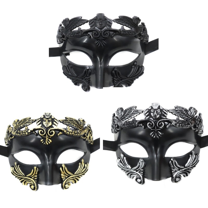 Jual Masquerade Mask Half Face Halloween Eye Mask Metallic Eye Mask ...