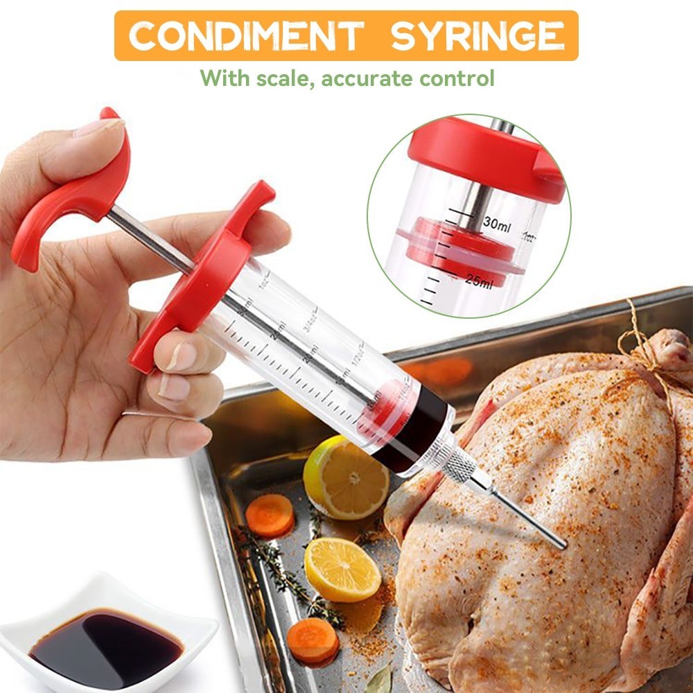 Jual BBQ Meat Syringe Marinade Injector Sauce Injector Roast Needle ...