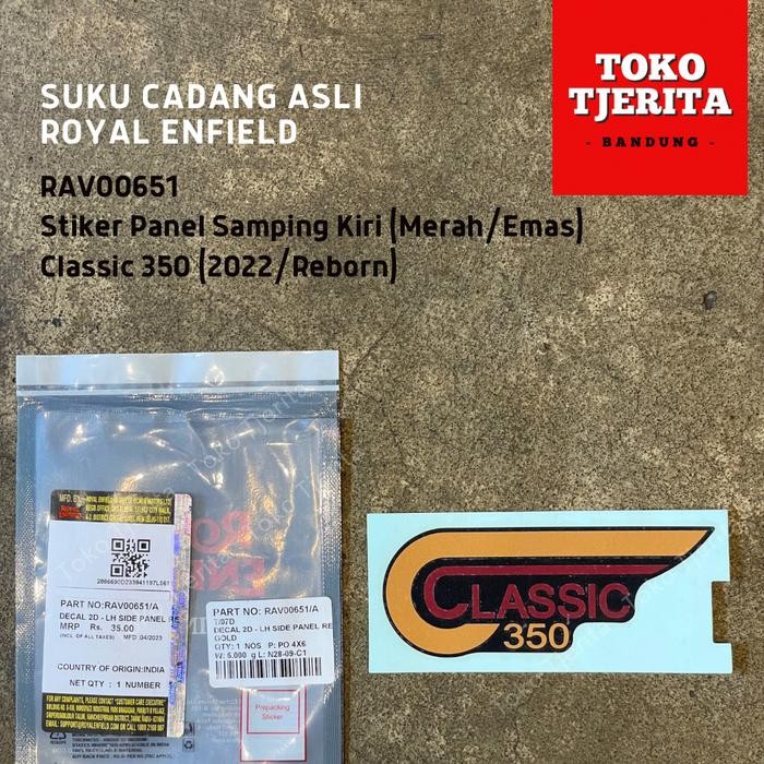 Jual Sale Stiker (1 Lembar) Side Panel Emas Merah Classic 350 - Royal ...