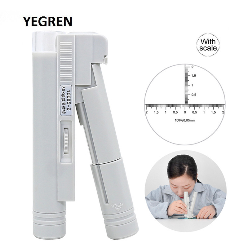 Jual Portable Pocket Microscope 40X 80X 100X 150X White Mini Magnifier ...
