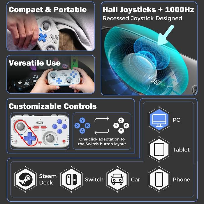 Jual IINE Palm Sized Retro Chronos Controller Support PC Android ...