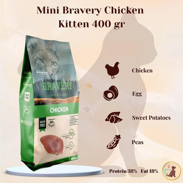 Jual BRAVERY CAT FOOD CHICKEN KITTEN 400 GR | Shopee Indonesia