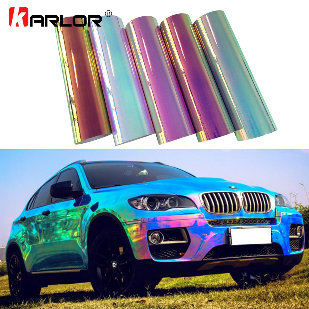 Jual 30x100cm Chrome Rainbow Mirror film Holographic Film Laser Rainbow ...